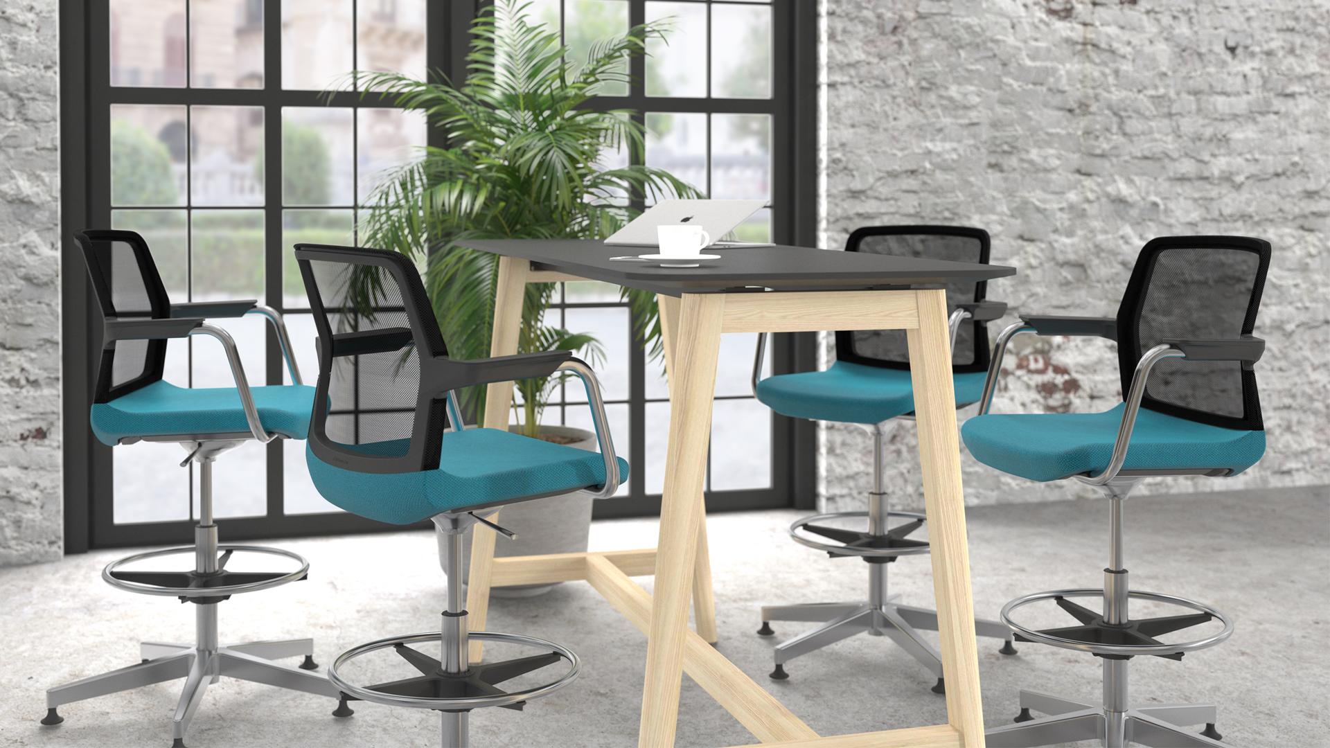 Narbutas High Table Nova Wood 1400x700x1050 Mm HPL White Top Light Ash Legs Office 1 